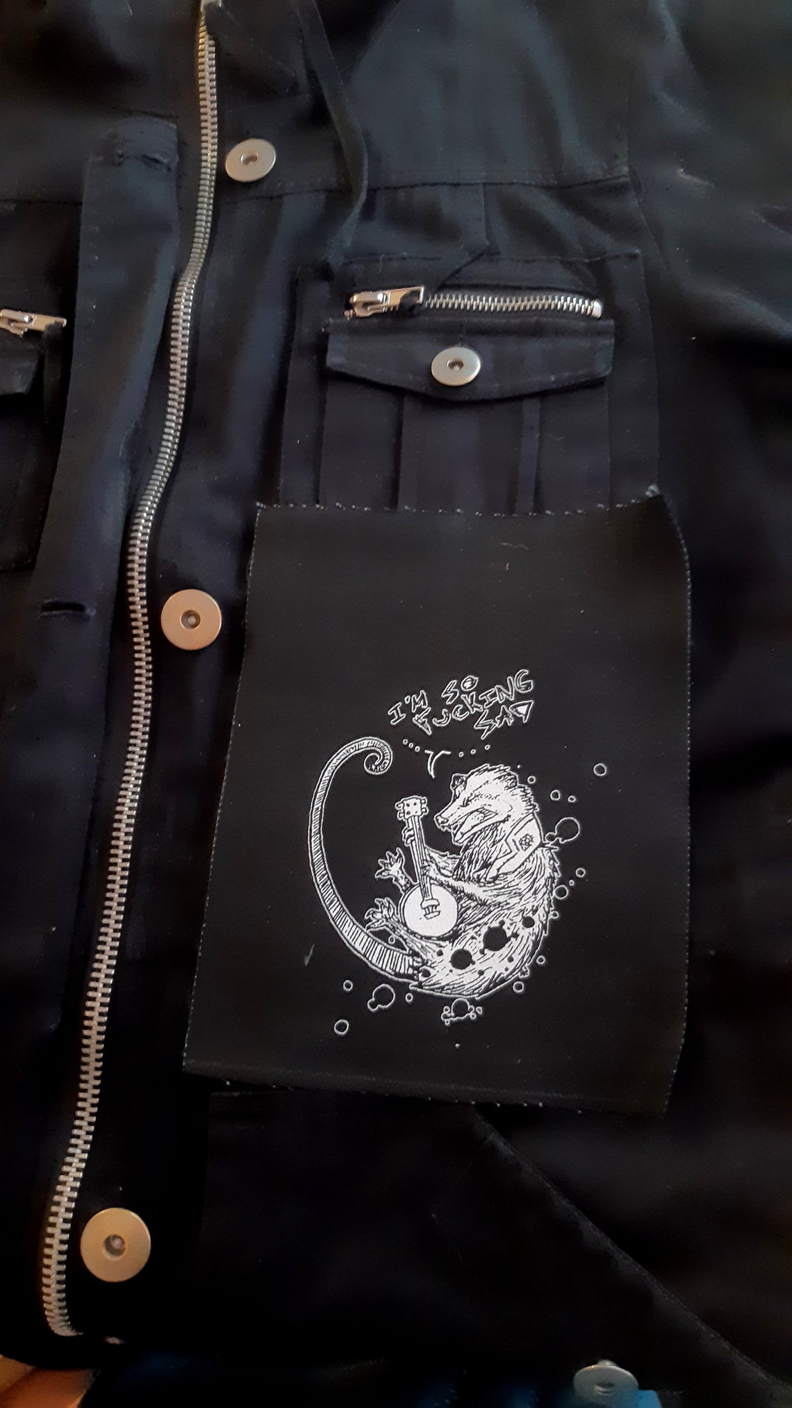 Folk Punk Banjo Opossum Patch Original Art - Etsy Canada