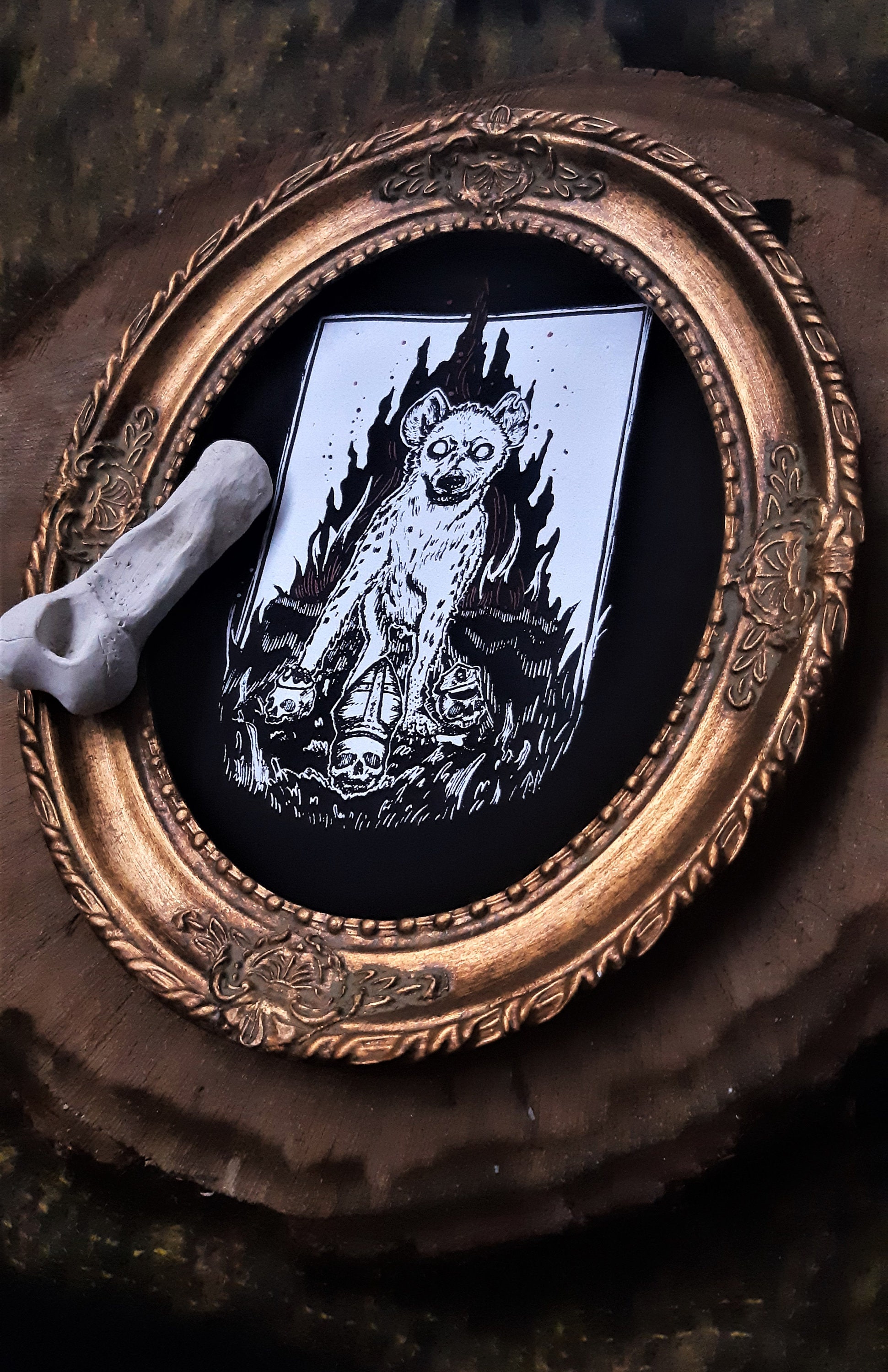 Hyena Patch Pope King and Cop Skulls With Flames Black | Etsy