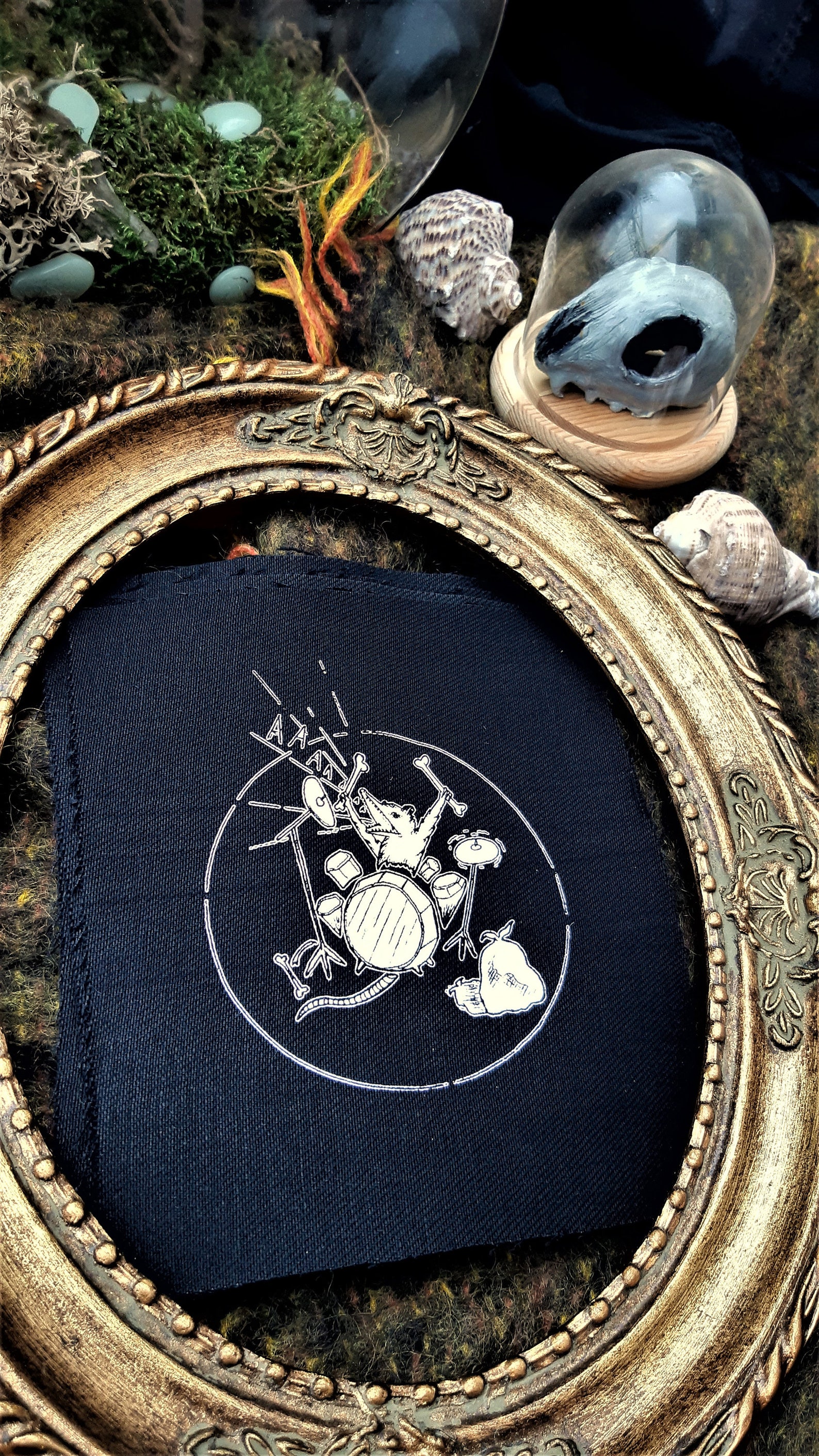 Folk Punk Drummer Opossum Patch Original Art - Etsy