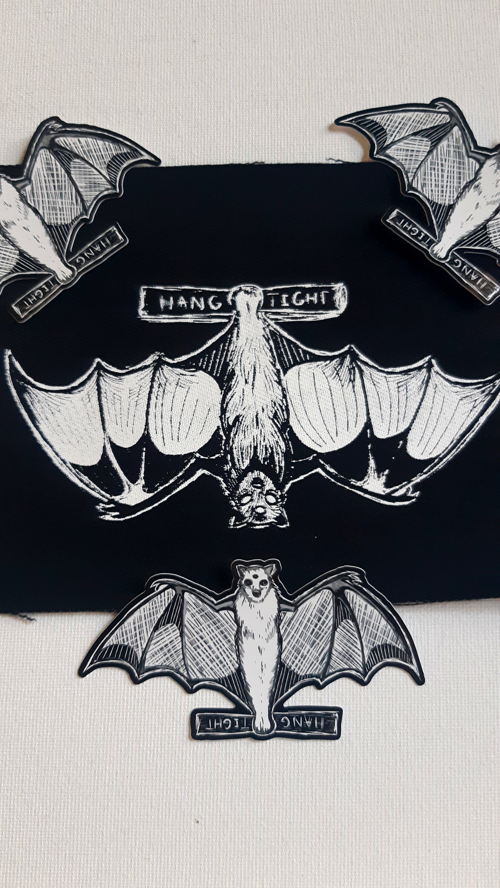 Hang Tight Bat Patch Flying Fox on Branch Original Design - Etsy Canada