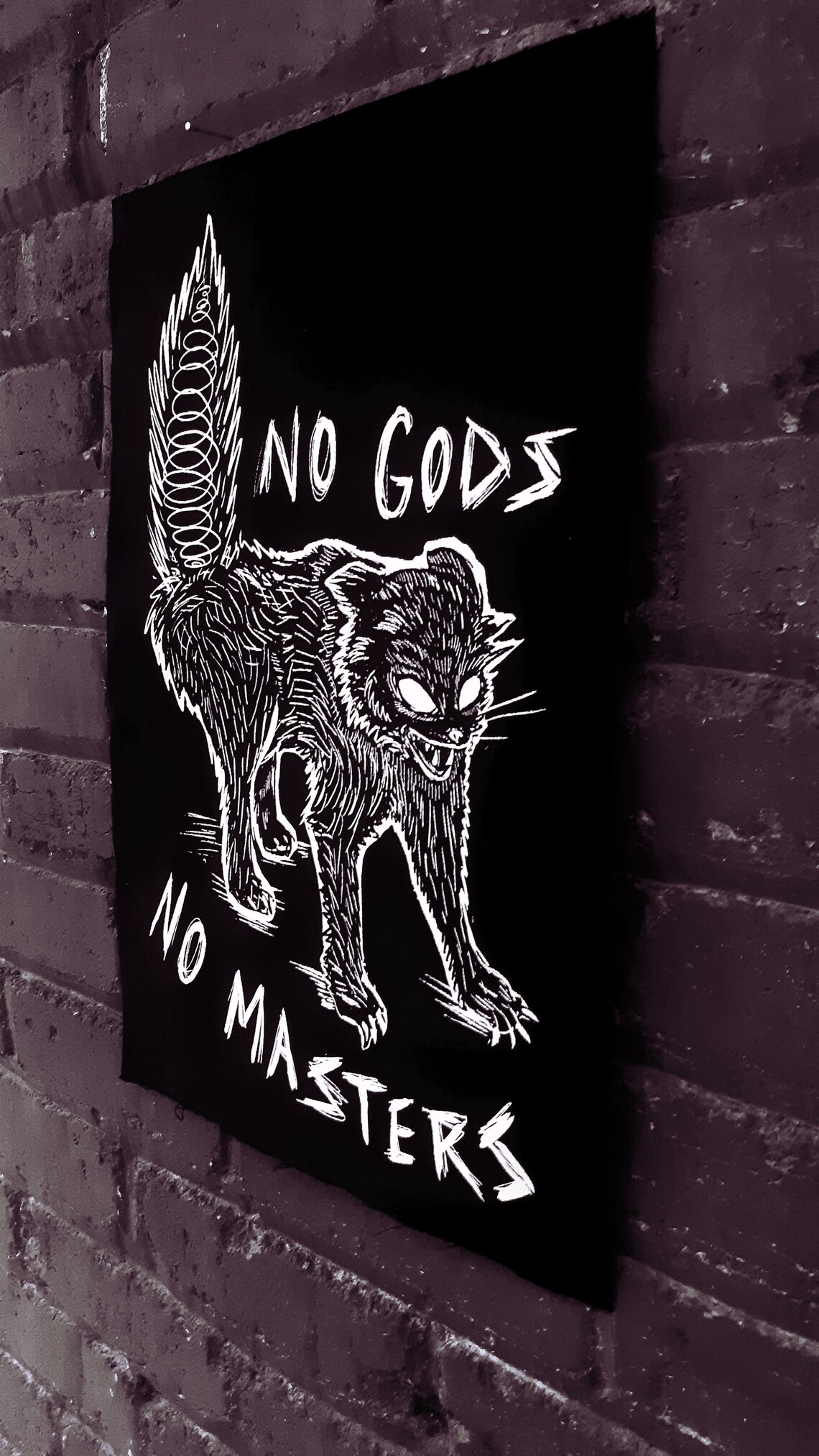 Oversize Backpatch - Banner - No Gods No Masters- Punk Kitten Patch ...