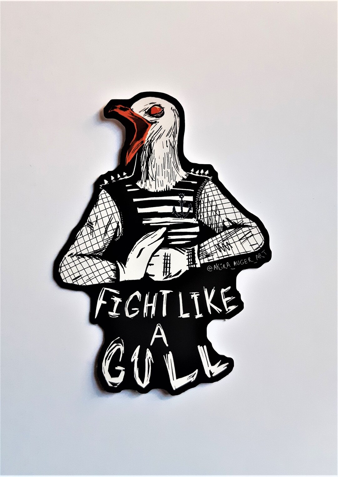 Fight Like a Gull Sticker- Funny Bird Feminist Anthropomorphic Punk ...