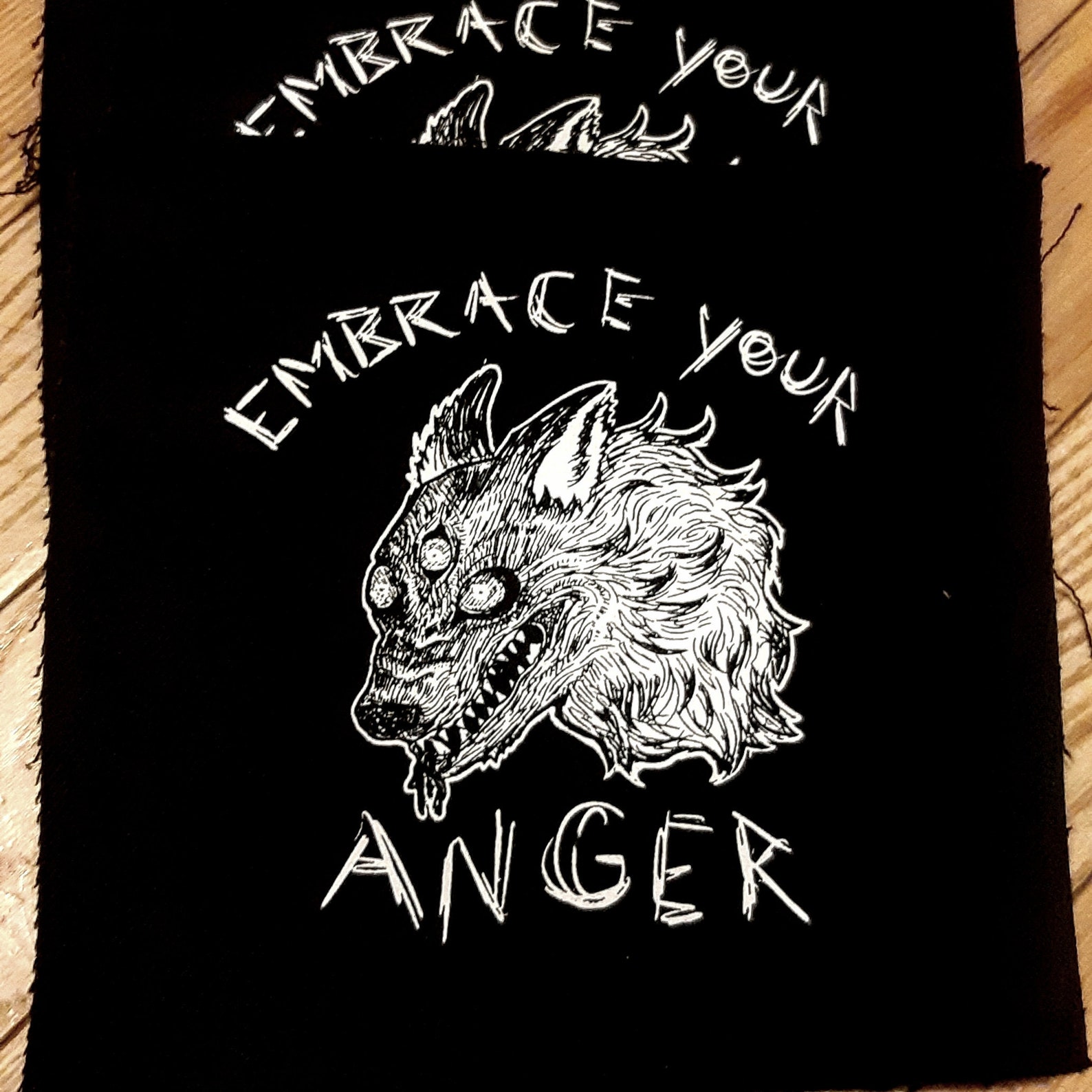 Wolf Patch Embrace Your Anger Feral Wolf Original Design - Etsy