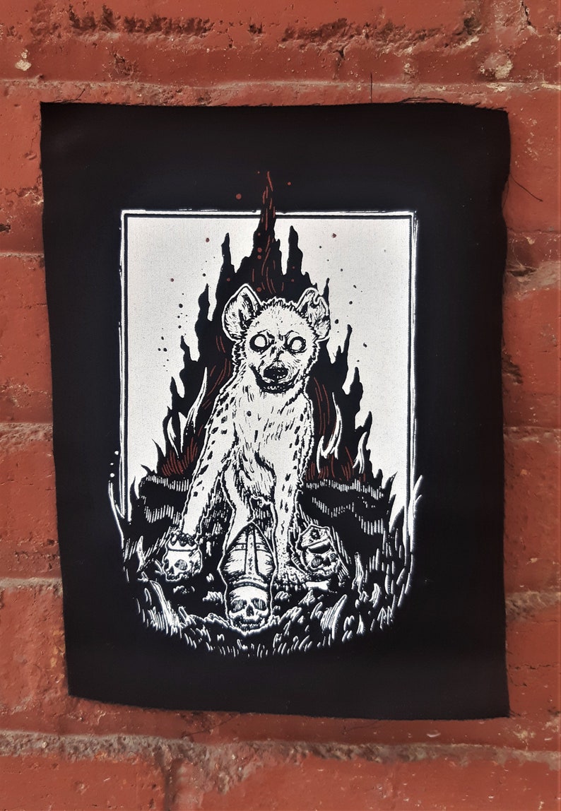 Hyena Patch Pope King and Cop Skulls With Flames Black | Etsy