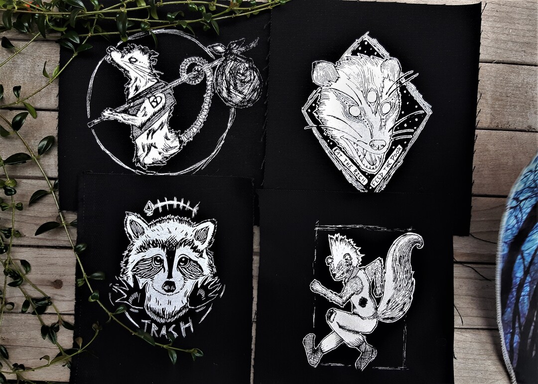 Trash Punk Critter Patches Bundle - Pack of 4 Folk Punk Opossums and ...