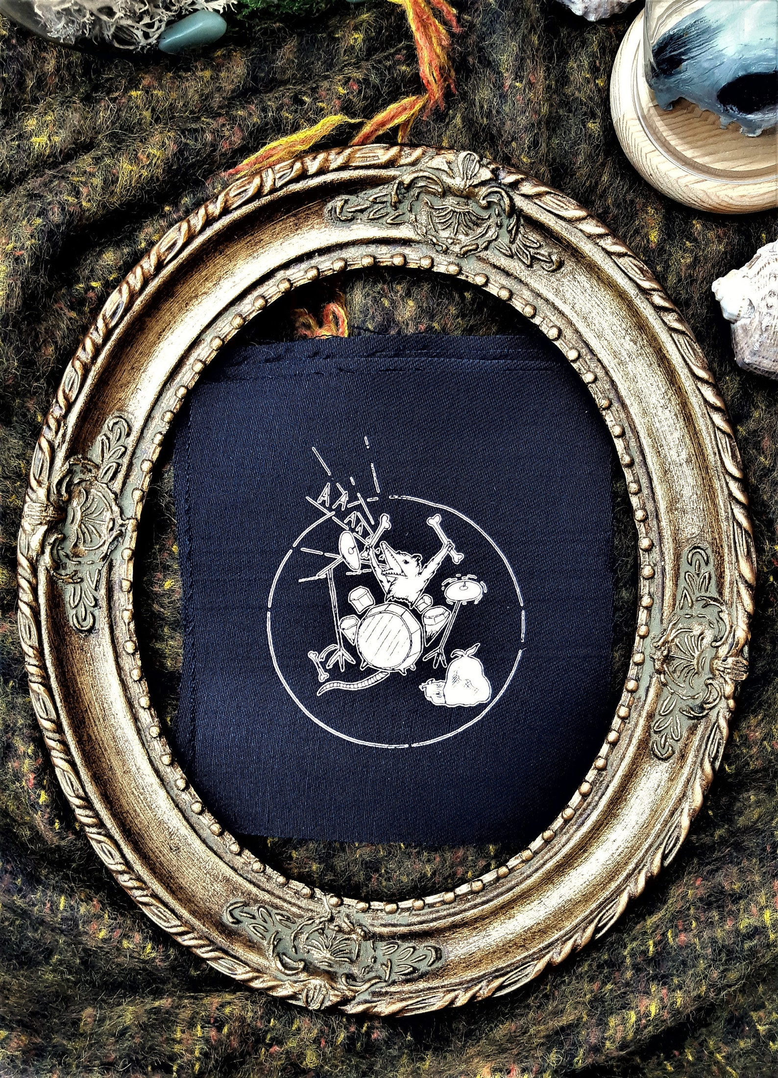 Folk Punk Drummer Opossum Patch Original Art - Etsy