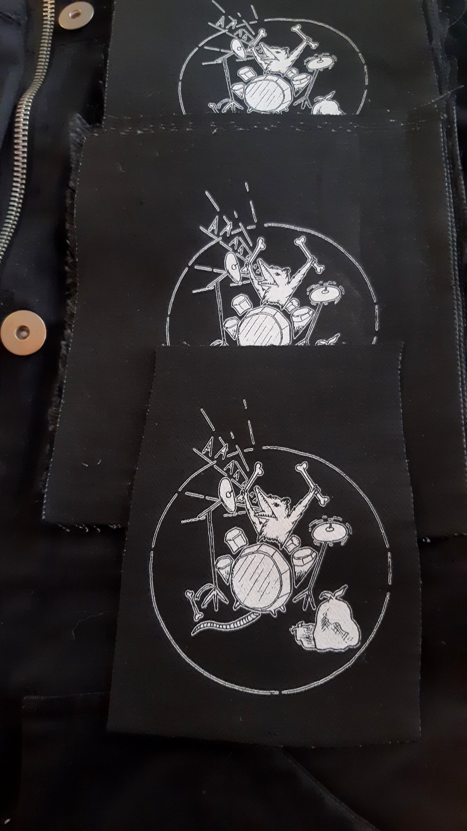 Folk Punk Drummer Opossum Patch Original Art - Etsy