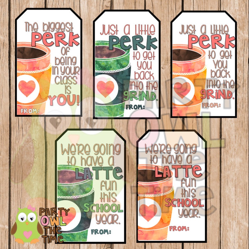 10 Back to School Coffee Teacher Gift Tags, Back to School Team Gift ...