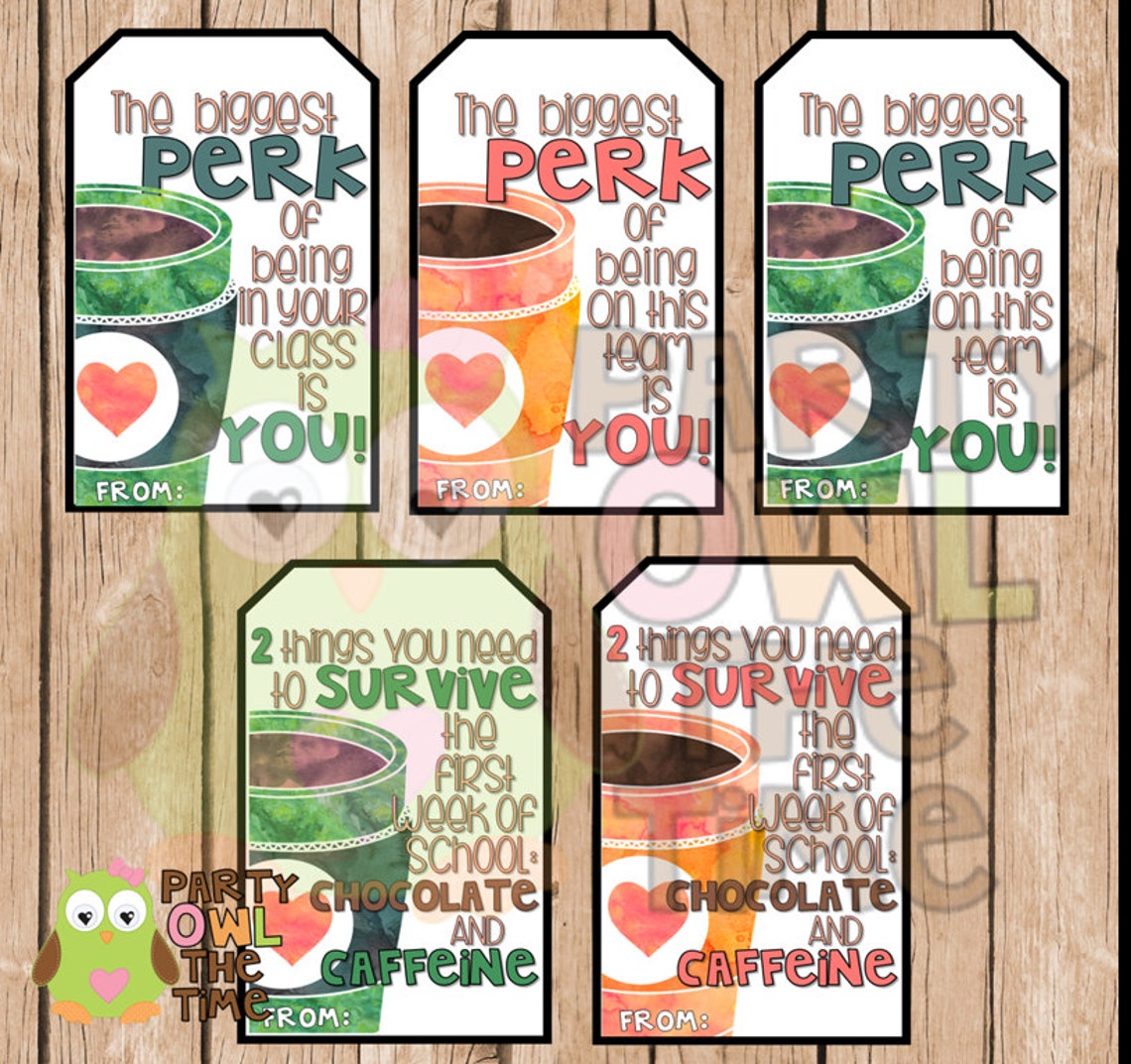 10 Back to School Coffee Teacher Gift Tags, Back to School Team Gift ...