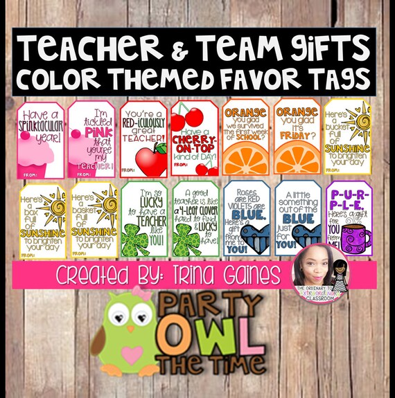 Color Themed Teacher and Team Appreciation Gift Tags - Etsy