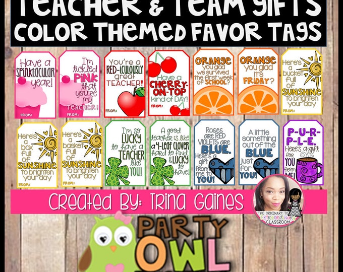 Color Themed Teacher and Team Appreciation Gift Tags - Etsy