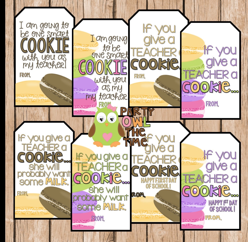 Back on School Cookie Gift Tag, Macaron Gift Tag, Back to School Cookie ...