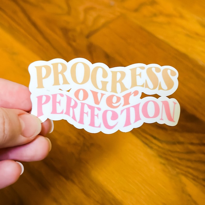 Progress Over Perfection Sticker | Vinyl Sticker | Waterproof | Groovy ...