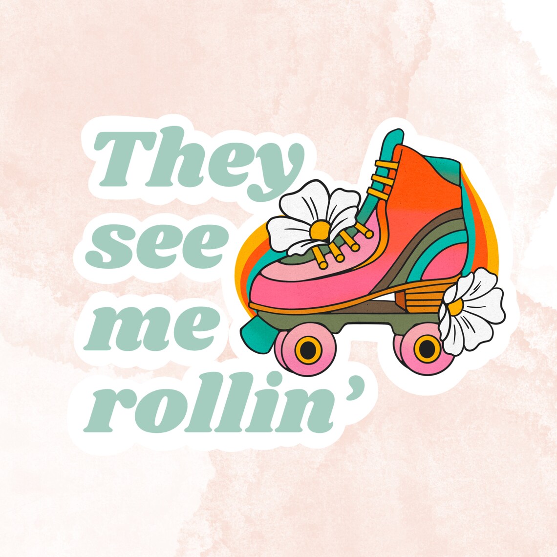 They See Me Rollin' Sticker | Vinyl Sticker | Waterproof | Groovy Retro ...