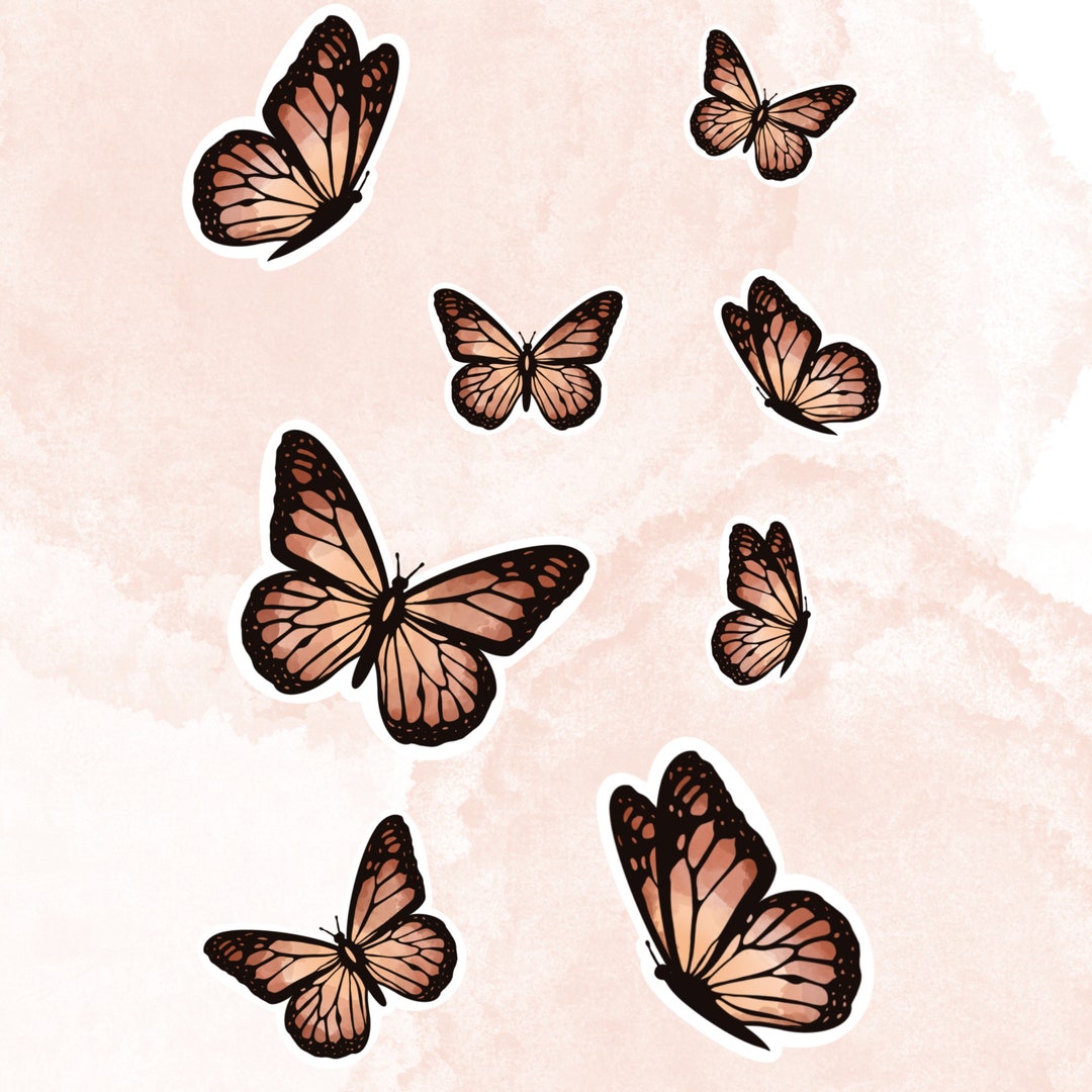 Orange Butterfly Stickers | Individual & Sticker Pack | Vinyl Sticker ...