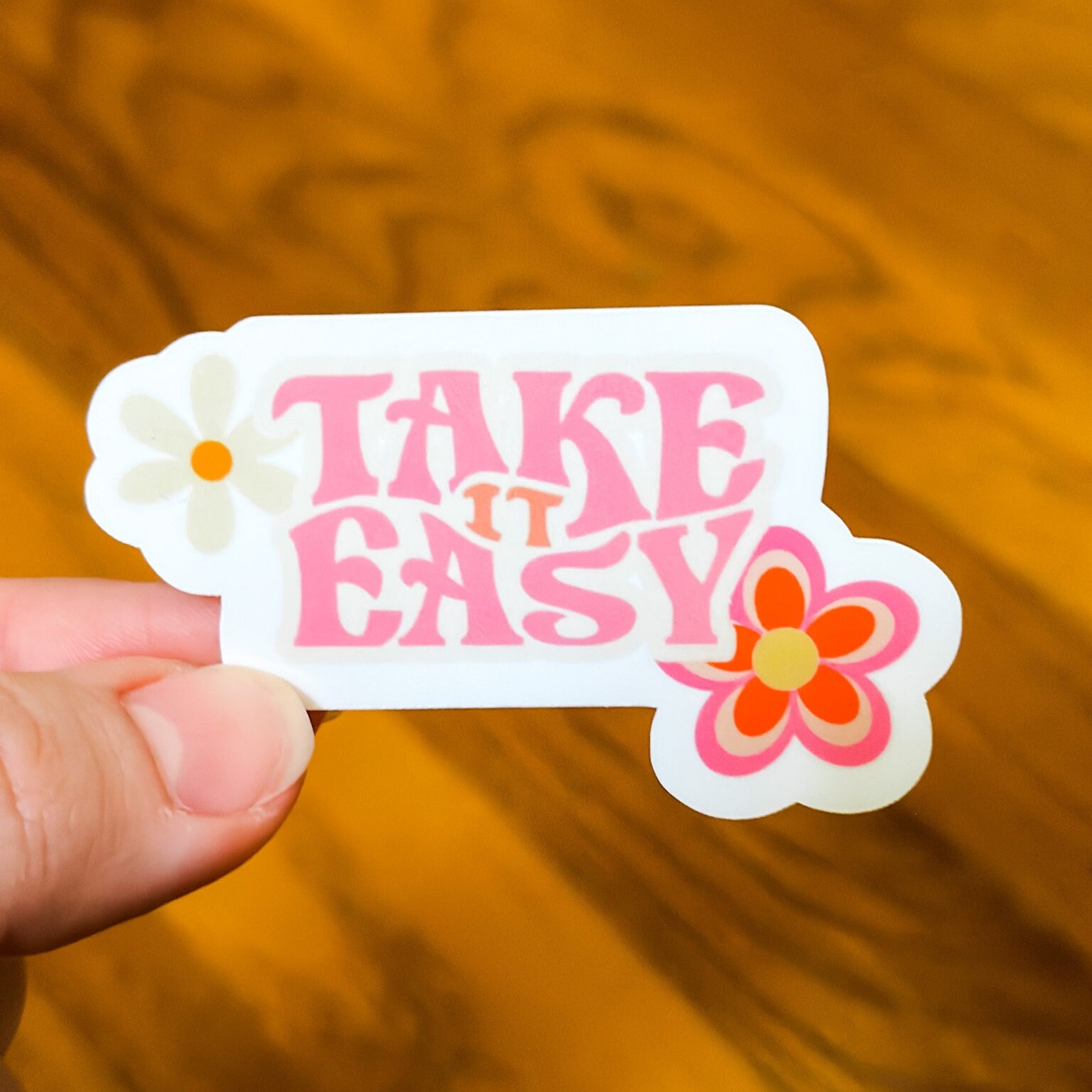 Take It Easy Sticker | Vinyl Sticker | Waterproof | Groovy Retro ...