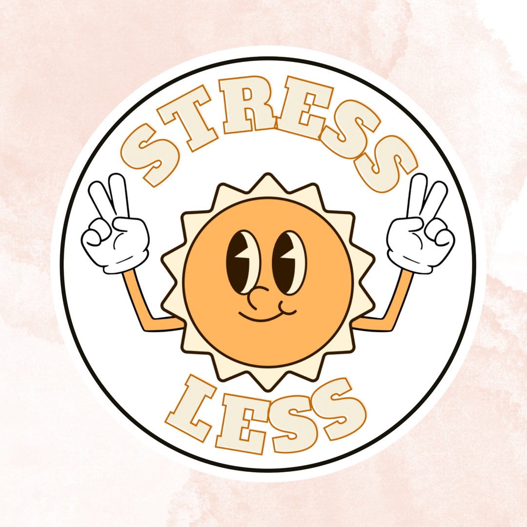 Stress Less Sticker | Vinyl Sticker | Waterproof | Groovy Retro ...