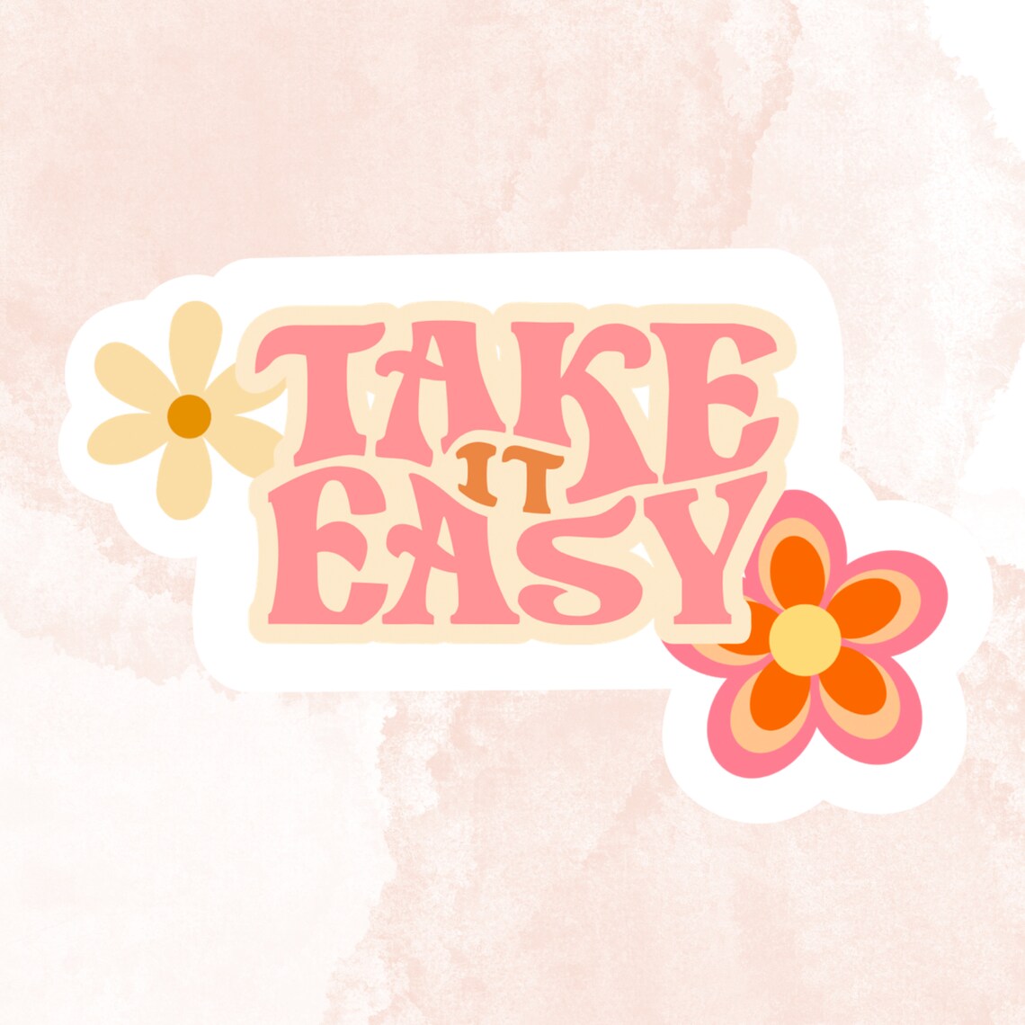 Take It Easy Sticker | Vinyl Sticker | Waterproof | Groovy Retro ...