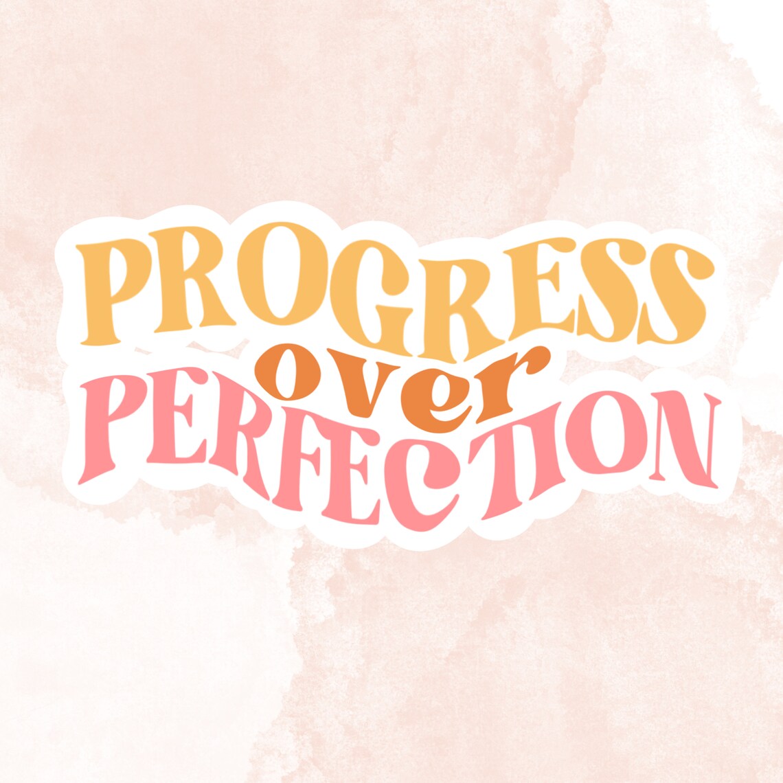 Progress Over Perfection Sticker | Vinyl Sticker | Waterproof | Groovy ...