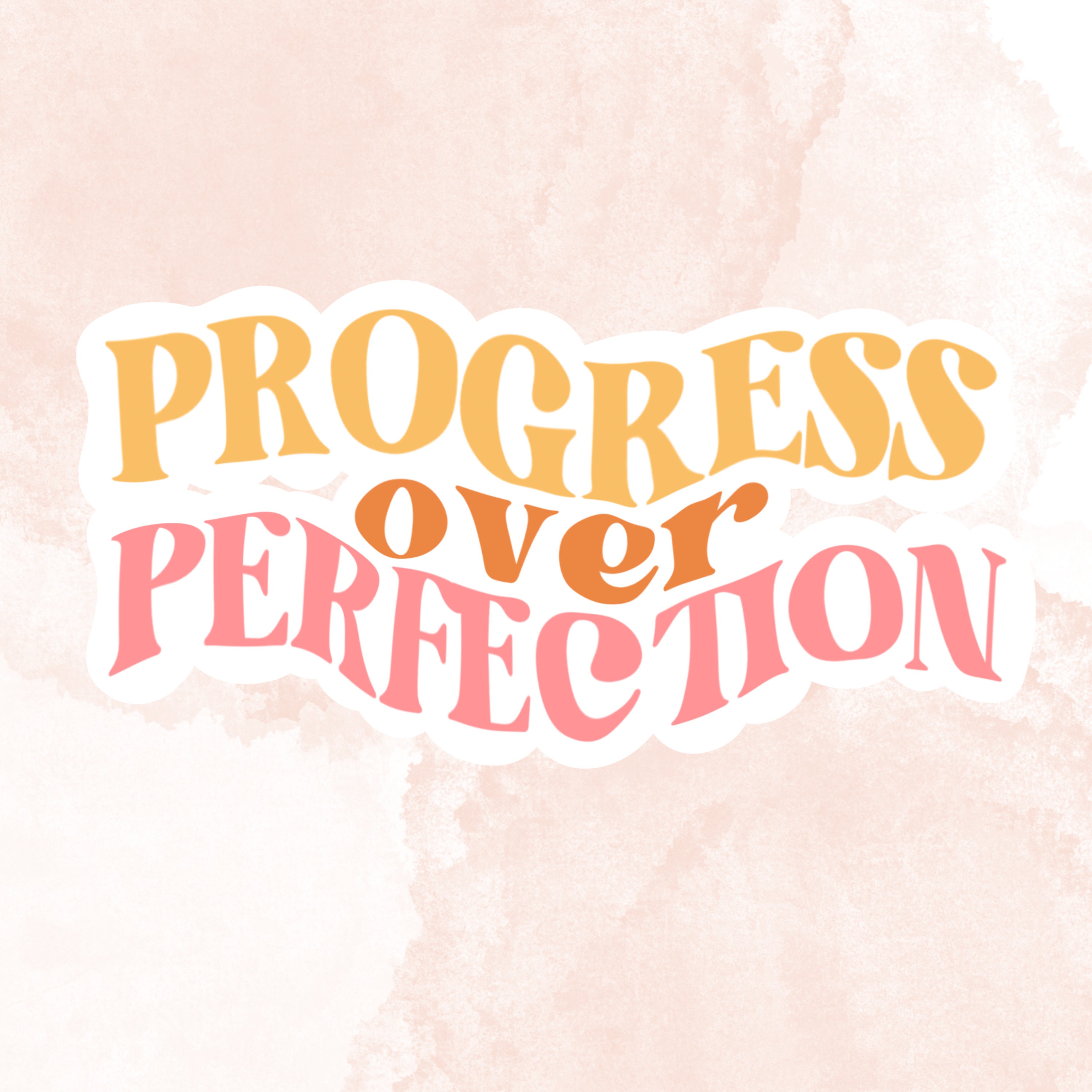 Progress Over Perfection Sticker | Vinyl Sticker | Waterproof | Groovy ...