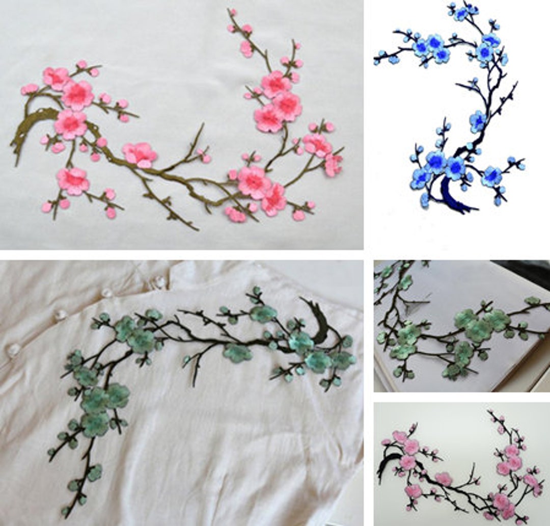 Plum Blossom Embroidered Appliques,adhesive Embroidered Flowers,patches ...
