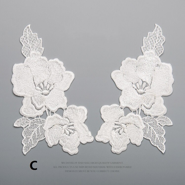 1 pair Embroidery Flowers AppliquesPatches For Wedding | Etsy