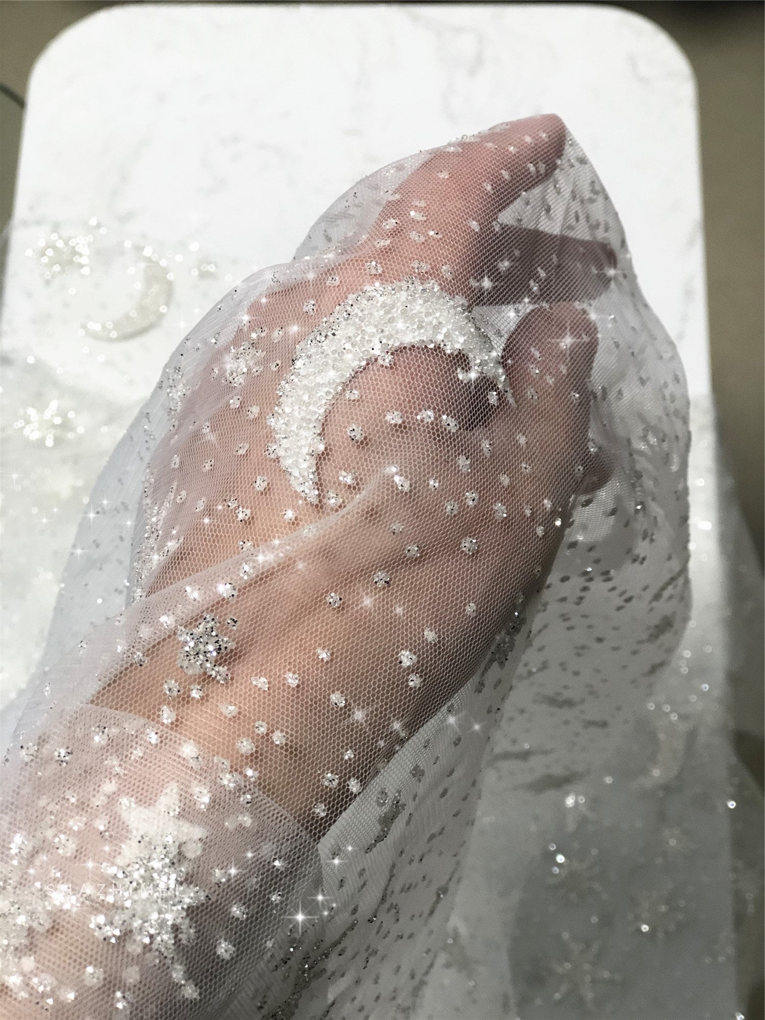 Width 59.05'' Ivory Lace Fabricstar and Moon Lace - Etsy