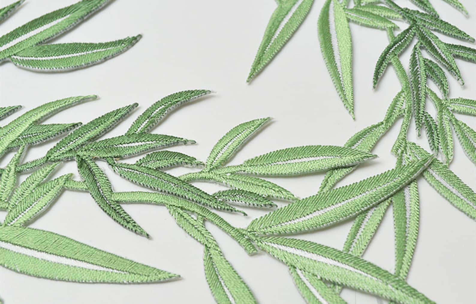 1 Pcs Embroidered Bamboo Leaf Appliques,embroidered Leaf ,iron-on ...