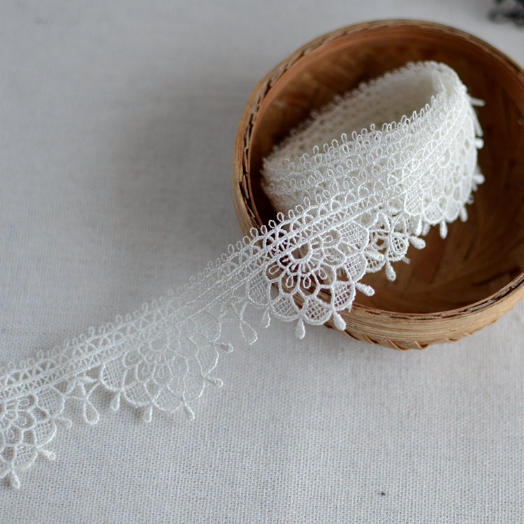 Width 1.37 Inches Ivory/black Lace Trim, Embroidered Lace Trim ,floral ...