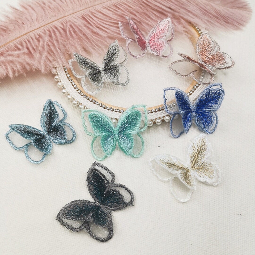 2 Pieces 3D Double Layer Embroidery Butterfly,embroidery Applique ...