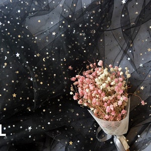 1 Meter Width 62.99'' Soft Tulle Moon Star Fabric, 12 Color Tulle ...