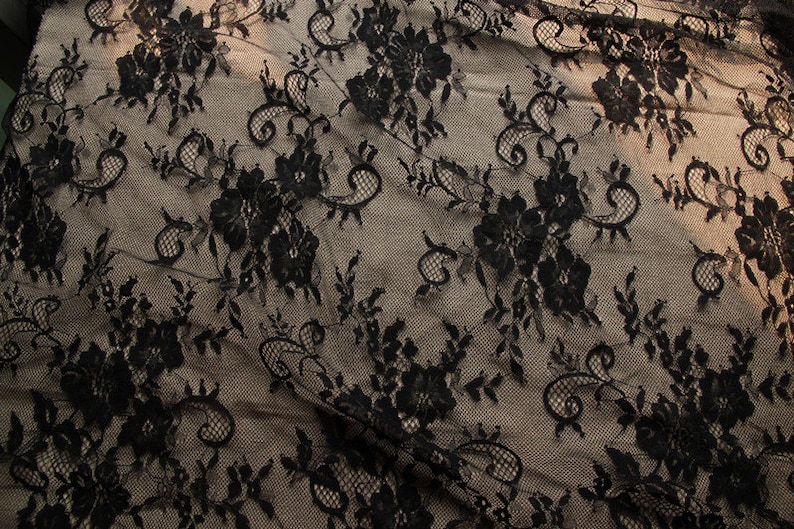 3 Meters Width 55.11 Inches Black/ivory Wedding Lace Fabric,flowers ...