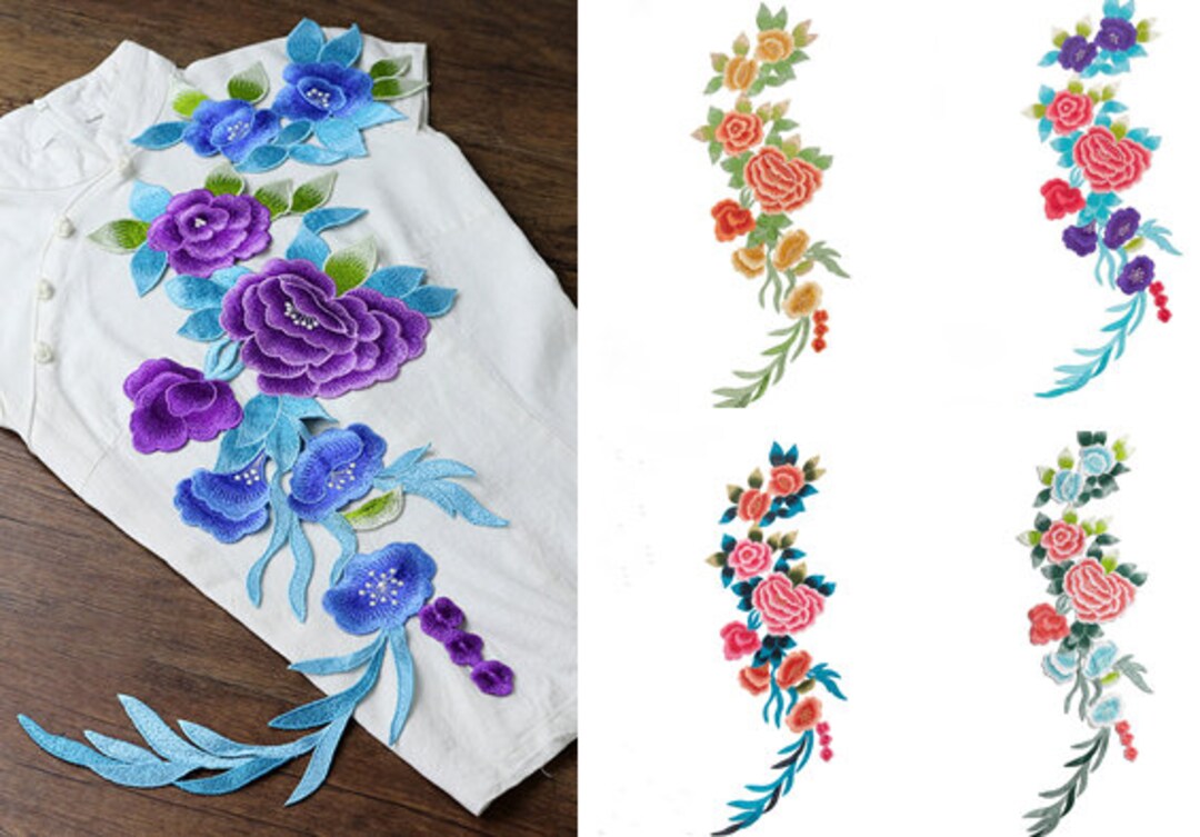 Sew-on Embroidered Appliques,embroidered Flowers,sew-on Patches for ...