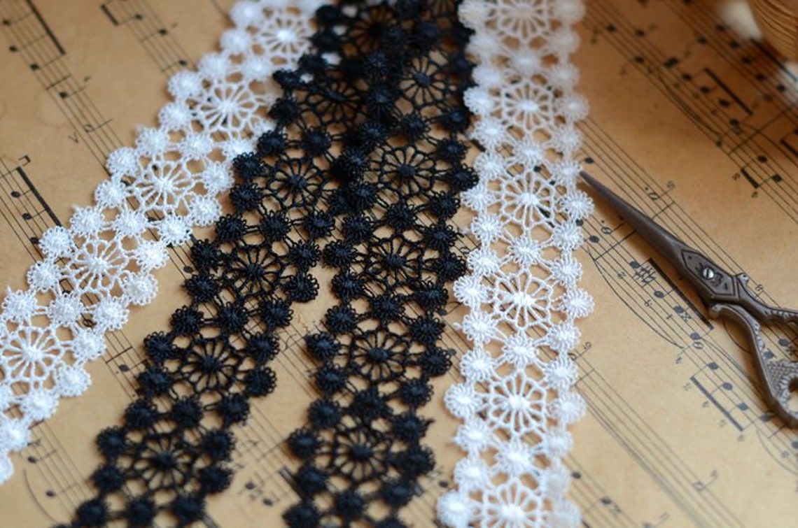 Width 1.22 Inches Black/white Lace Trim,snowflake Lace Trim ,floral ...
