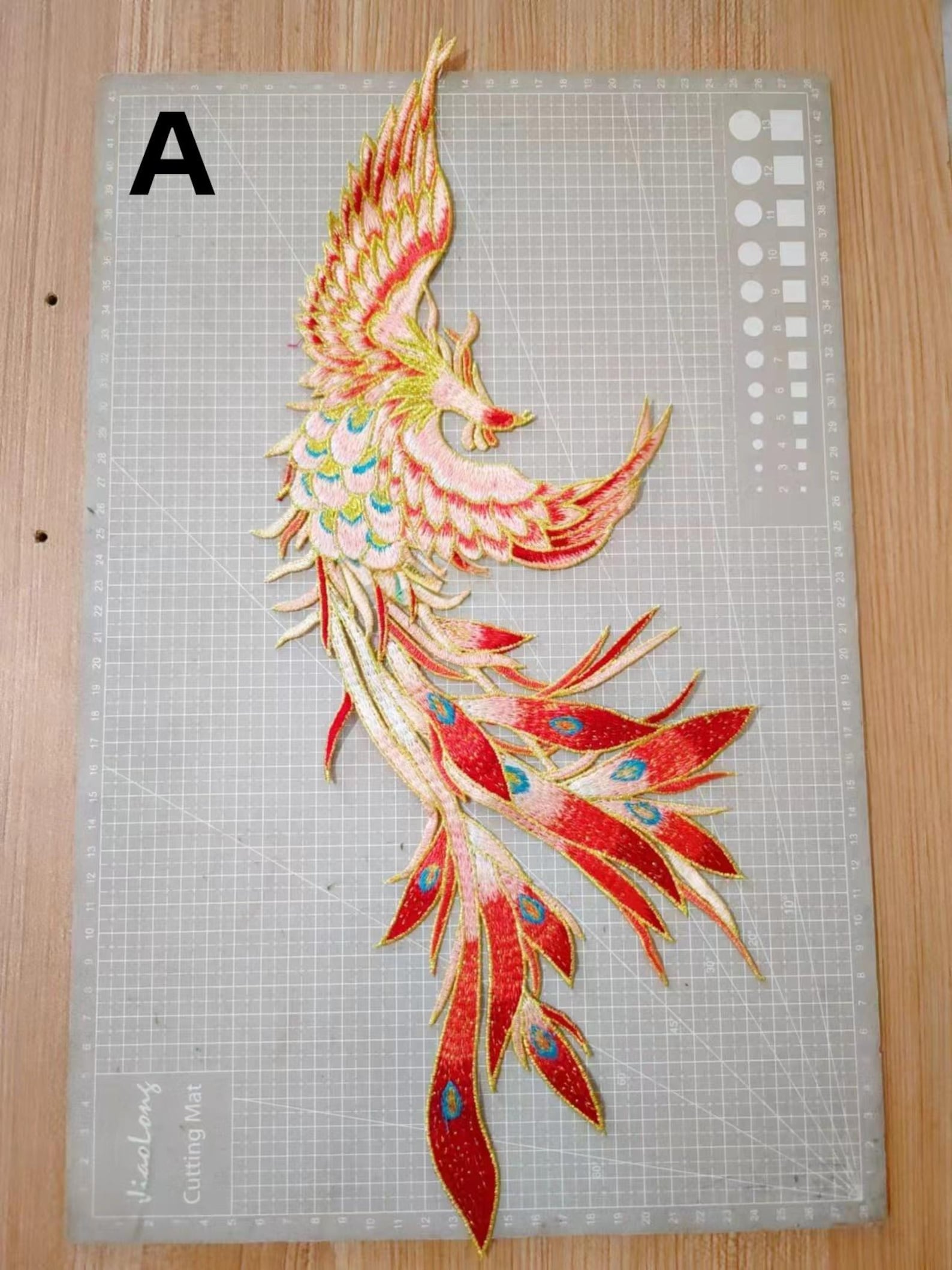 Large 46x15cm Phoenix Embroidery Patch Gold Edged for Hanfu Qipao ...