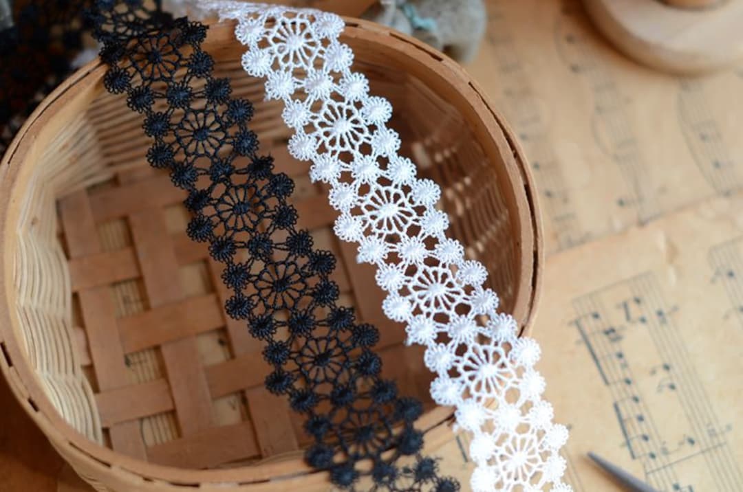 Width 1.22 Inches Black/white Lace Trim,snowflake Lace Trim ,floral ...