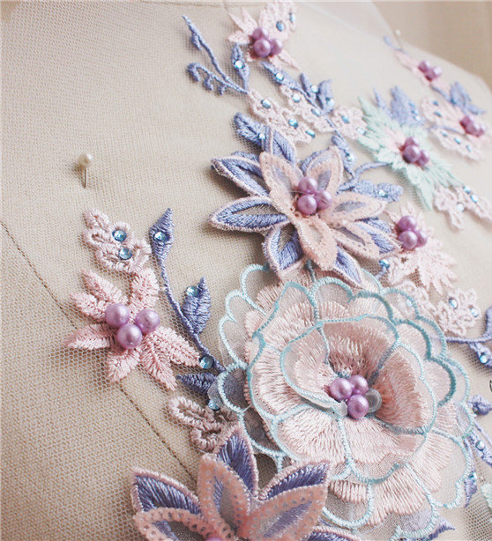 Embroidered Appliques4 colors Embroidered flower Patches For | Etsy