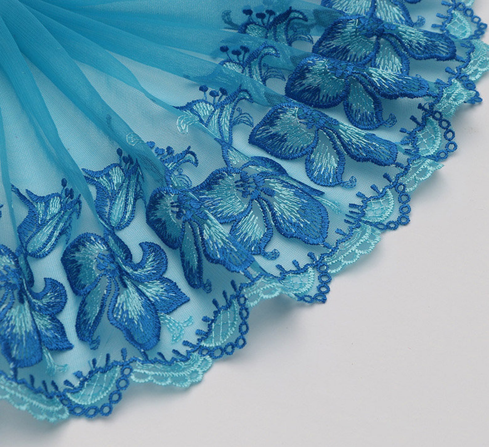 Width 7.08 Inches Floral Lace Trim,5 Colors Flower Embroidered Lace ...
