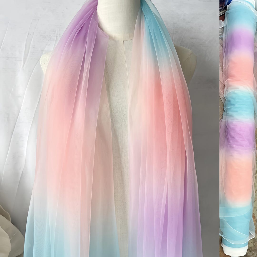 0.5 Meter Rainbow Ombre Organza Fabric | Gradient Swiss Netting | Soft ...