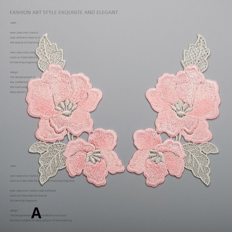 1 Pair Embroidery Flowers Appliques,patches for Wedding Supplies,for ...