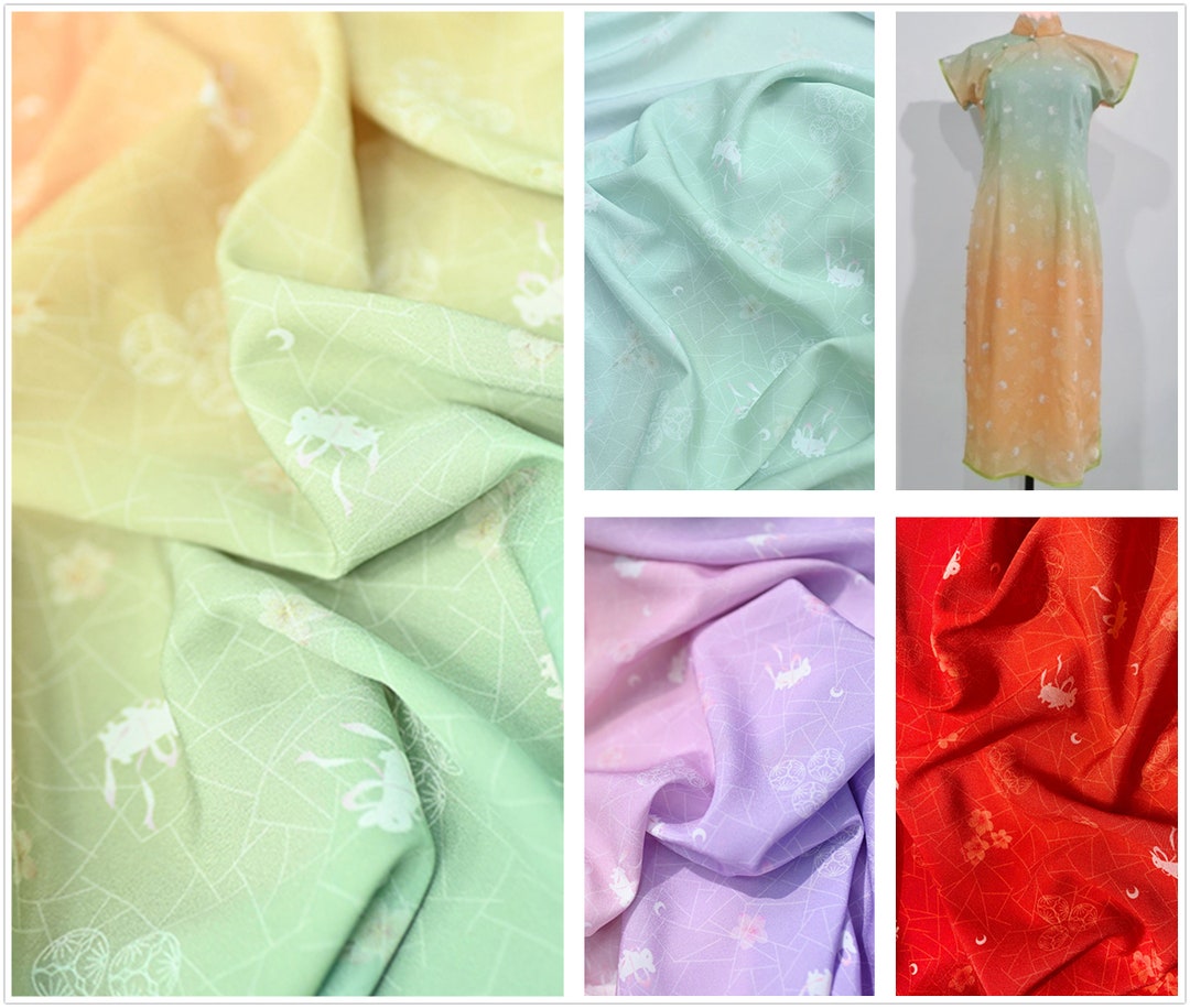 1 Meter Chinese Hanfu Fabric,traditional Jade Hare Fabric, Satin Fabric ...