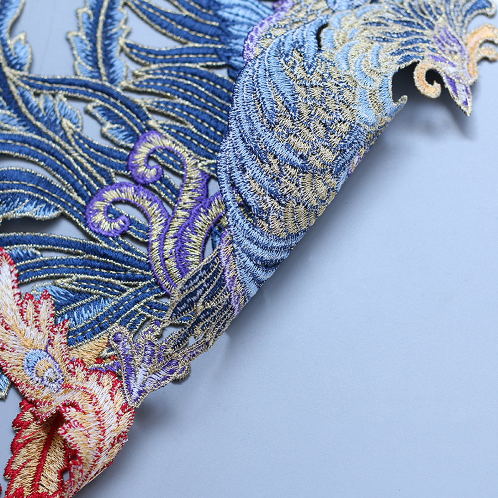 1 Pcs Phoenix Pattern Lace Appliquesembroidered - Etsy