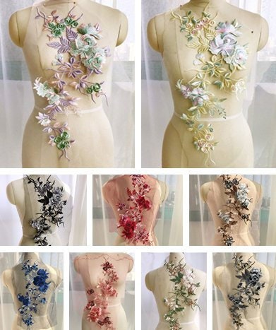 Floral Embroidered Appliques 9 Colors Embroidered - Etsy