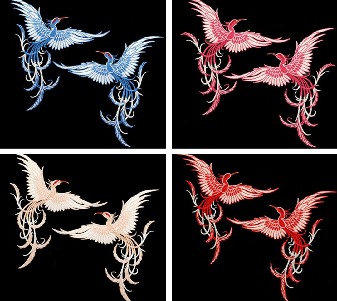 1 Pcs/1 Pair Multi-color Phoenix Pattren Lace Appliques,embroidered ...