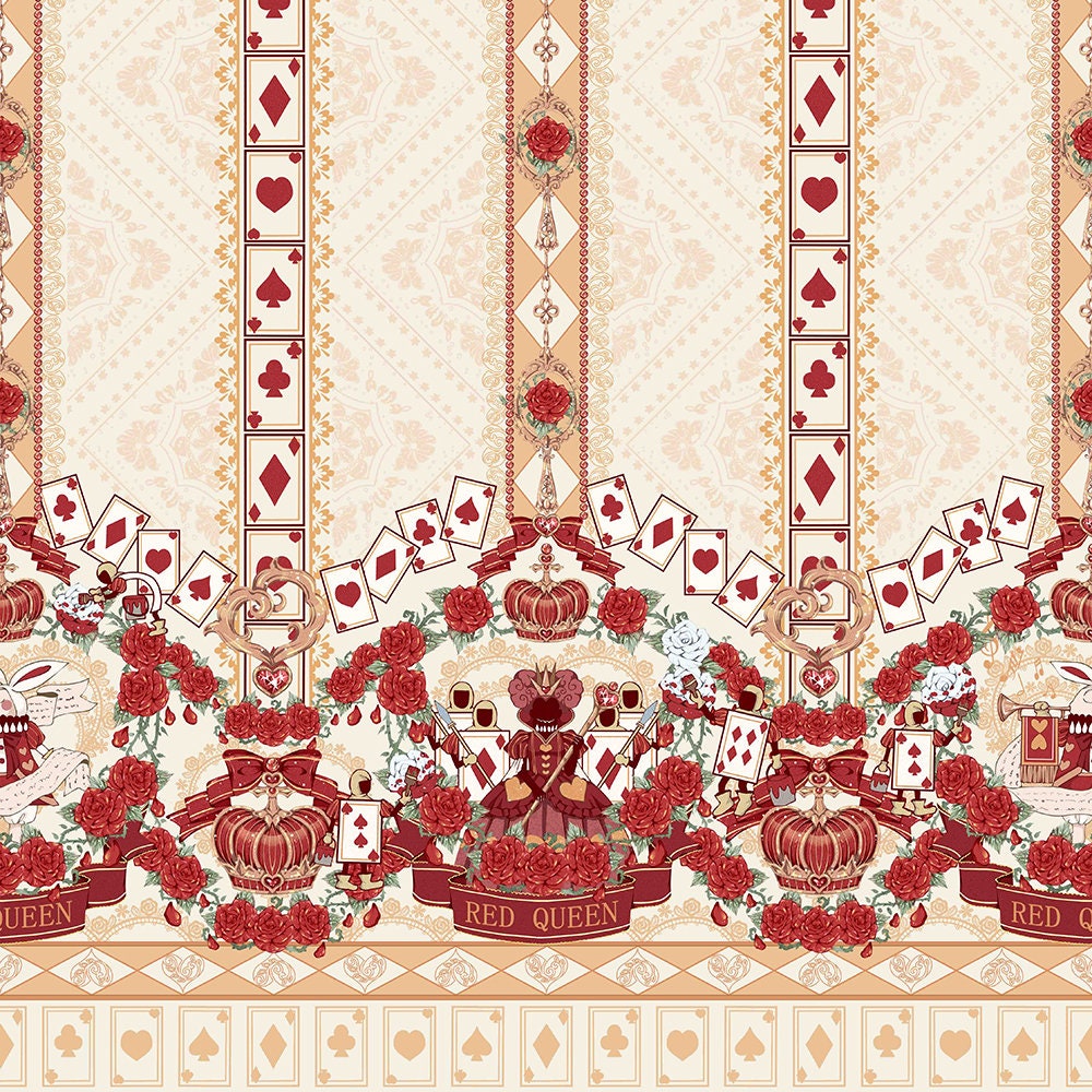 Width 145cm Red Queen Fabric3 Colors Double Edge Lolita - Etsy