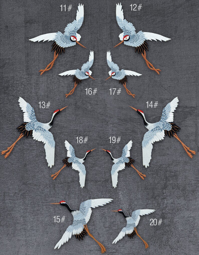 Embroidery Red-crowned crane sew-on AppliquesPatches For | Etsy