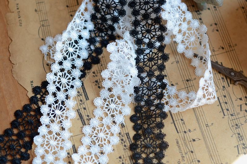 Width 1.22 Inches Black/white Lace Trim,snowflake Lace Trim ,floral ...