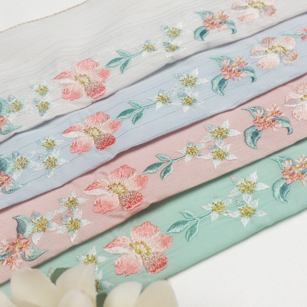 1 Meter Embroidery Peony Hanfu Jacquard Collar Cuff Decorative Fabric ...