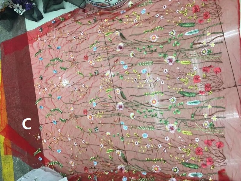 Width 47.24 inches wedding lace fabricflowers embroidered | Etsy