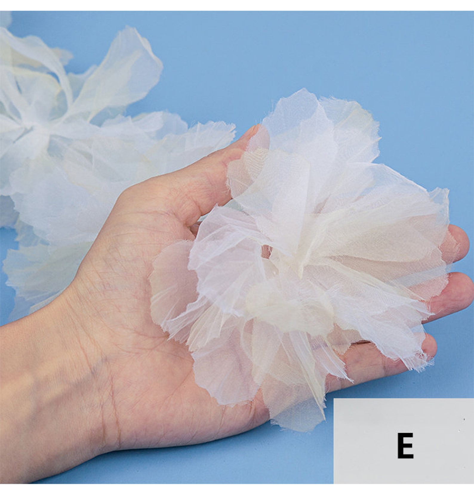 5 Pieces 3D Flowers,5.12'' Organza Flower for Bridal Accessories,fabric ...